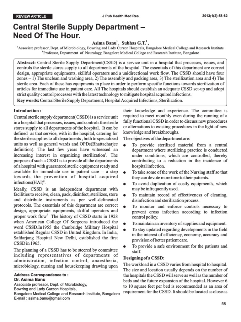 CSSD | Sterilization (Microbiology) | Infection Control