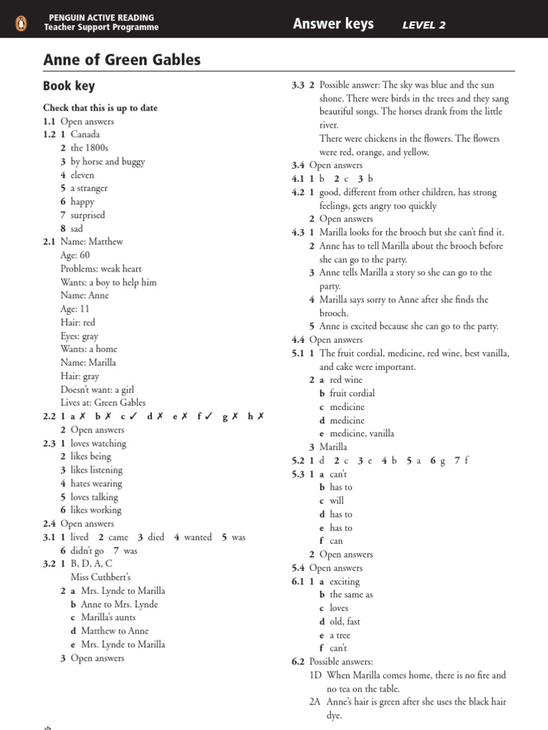 Anne of Green Gables Teacher Guide | PDF | Anne Of Green Gables