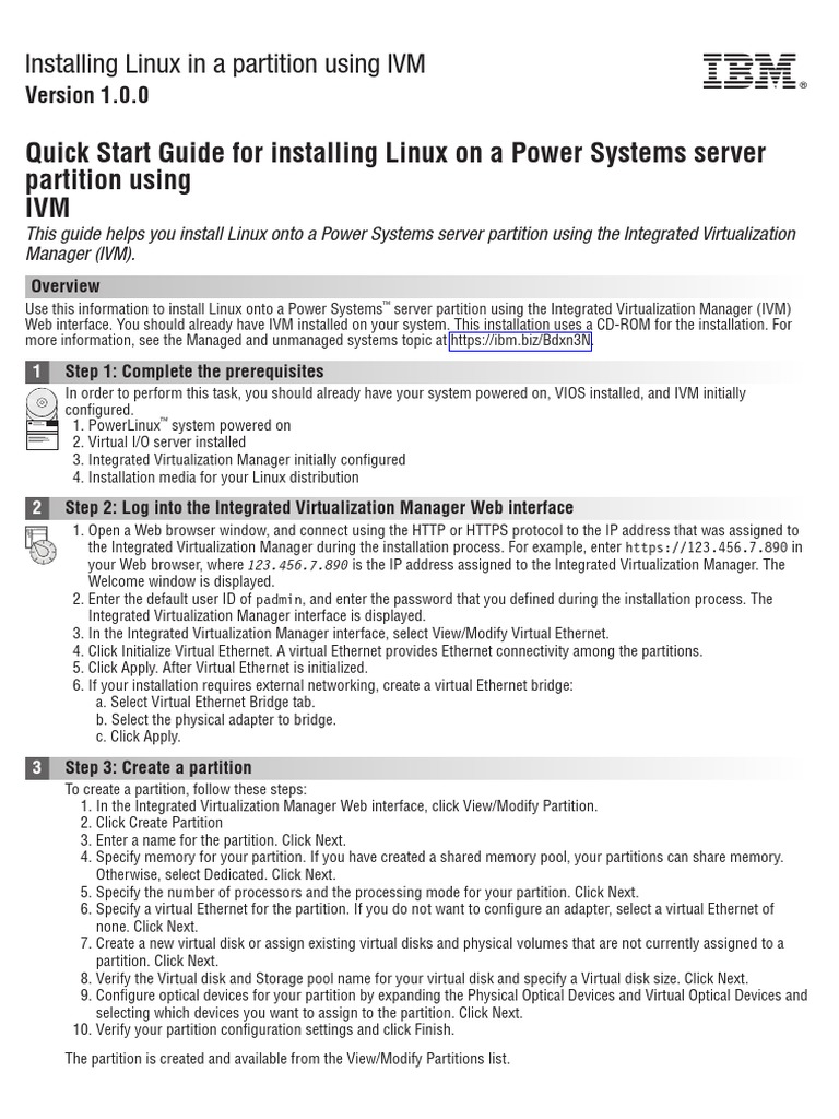 Quickstart Guide Linux Partition | PDF | Booting | Linux