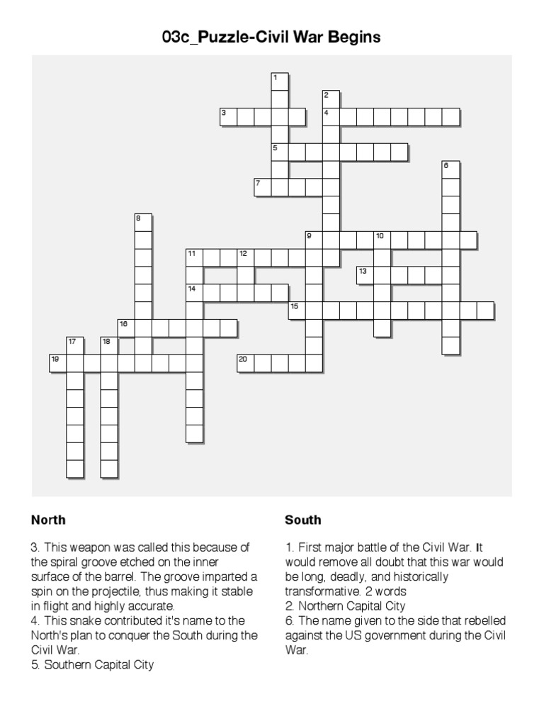 03c - Puzzle - The Civil War Begins | PDF | Battles | Fortification