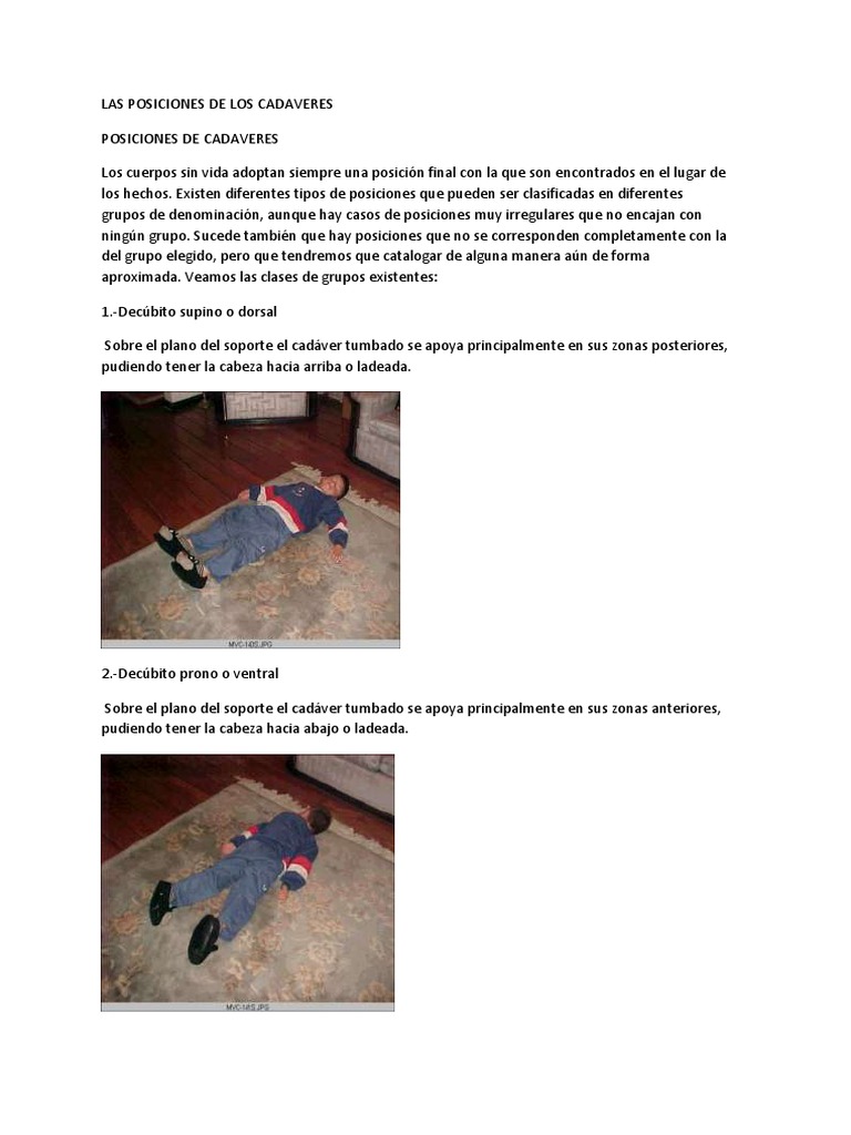 Posiciones de Cadáveres en Criminalística | PDF | Términos anatómicos ...