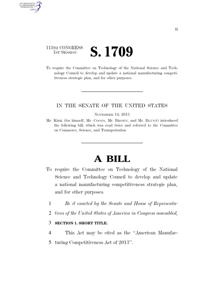 S. 1709 | PDF | United States Code | Government