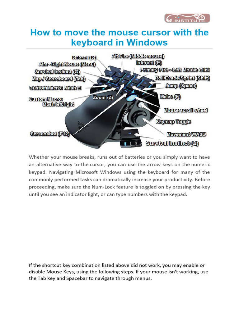 How To Move The Mouse Cursor With The Keyboard In Windows Computer Keyboard Window Computing
