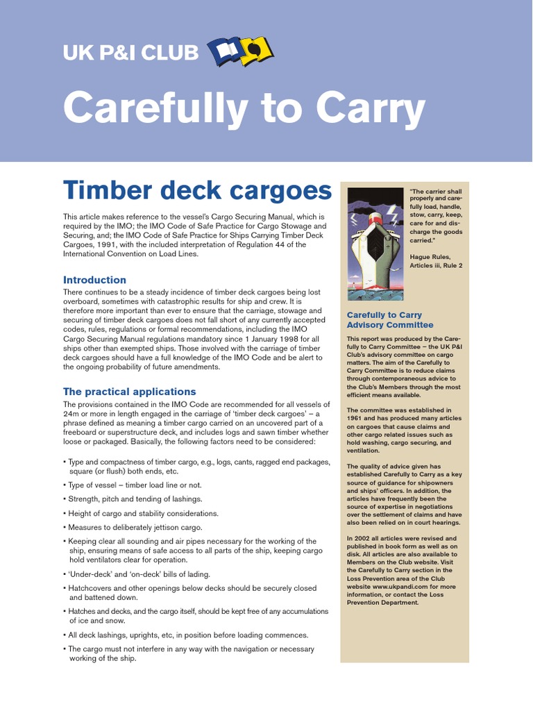 Timber Deck Cargoes | PDF | Ships | Shipping