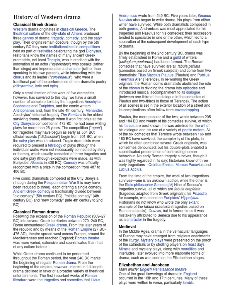 History of Western Drama | PDF | Tragedy | Performing Arts