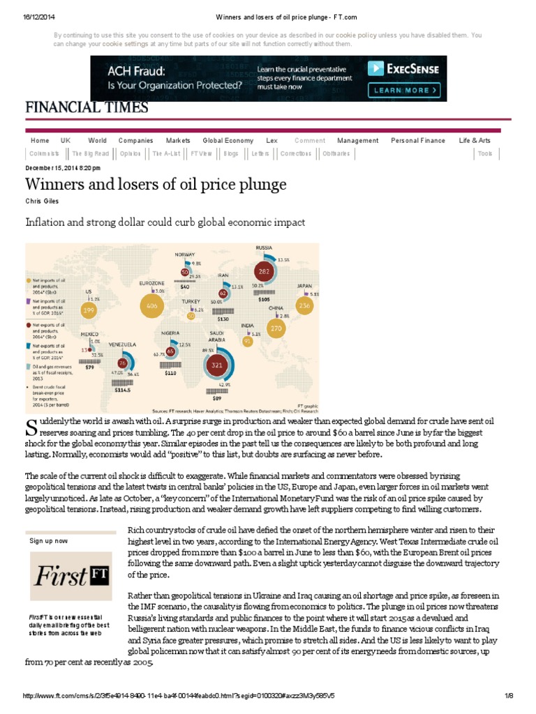 Winners and Losers of Oil Price Plunge - FT | PDF | Price Of Oil ...