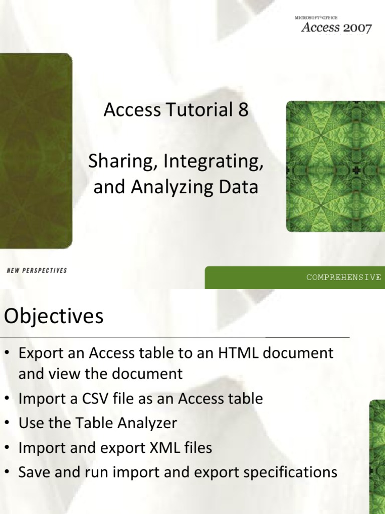 Access Tutorial 8 Sharing, Integrating, and Analyzing Data: Comprehensive | Download Free PDF ...