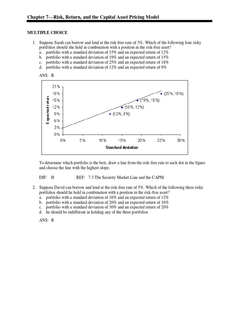 Chapter 7-Risk, Return, and The Capital Asset Pricing Model | PDF ...