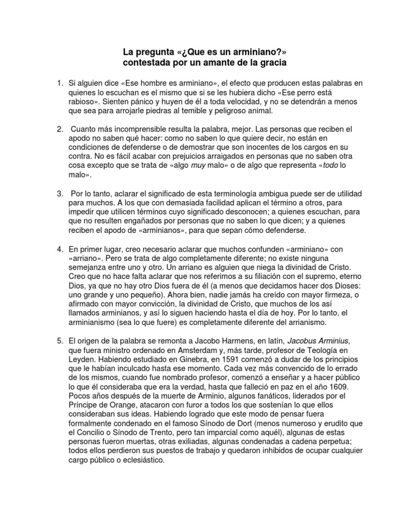 La Pregunta-Que Es Un Arminiano | PDF | Arminianismo | calvinismo
