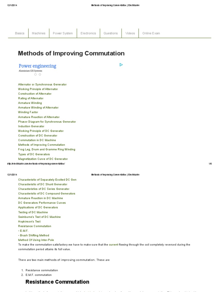 Methods of Improving Commutation - Electrical4u | PDF | Inductor ...