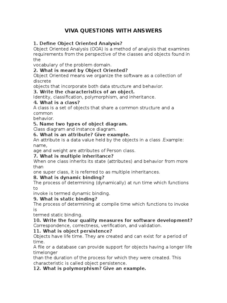 VIVA Questions forOOAD | PDF | Conceptual Model | Class (Computer ...