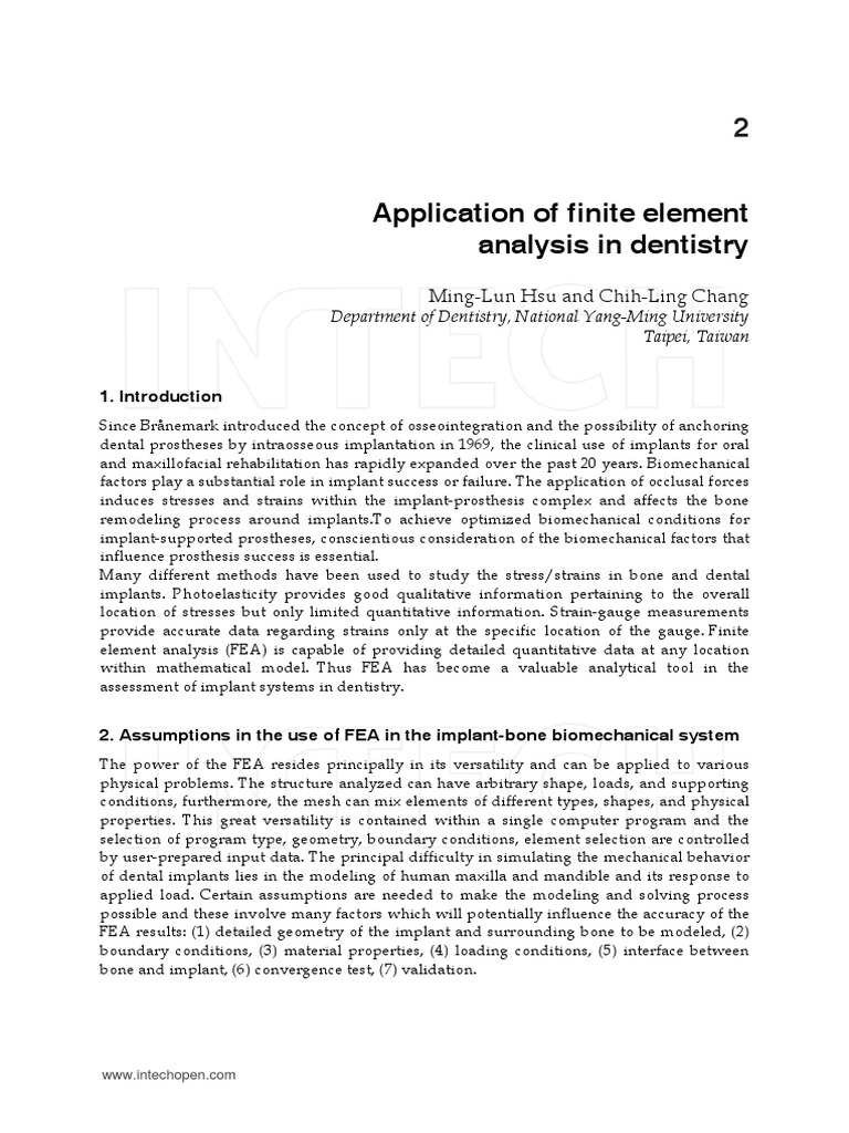 Application of Finite Element Analysis in Dentistry | PDF | Dental ...