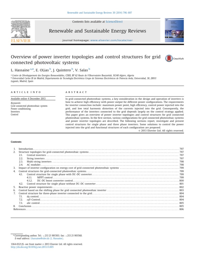 Overview of Power Inverter Topologies and Control Structures For Grid ...