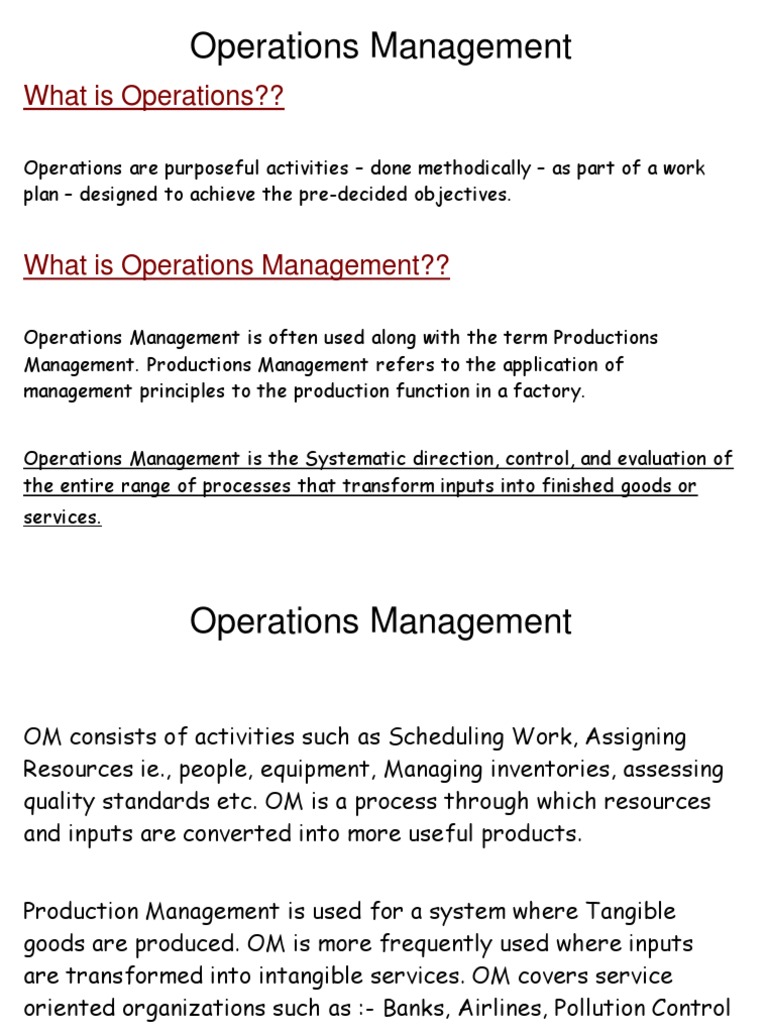 Module 1 - Introduction Into Operations Management | PDF | Operations Management | Strategic ...