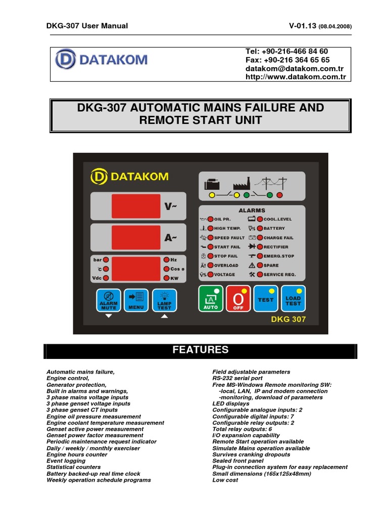 DKG 307 User Manual | PDF | Relay | Switch