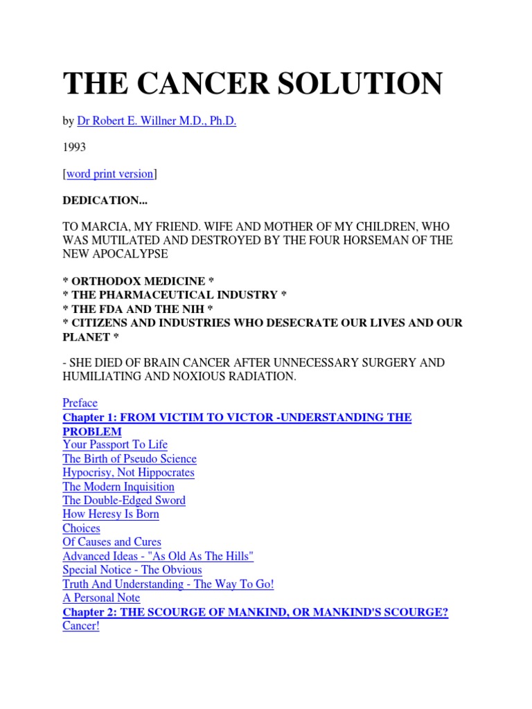 The Cancer Solution | PDF | Alternative Medicine | Cancer