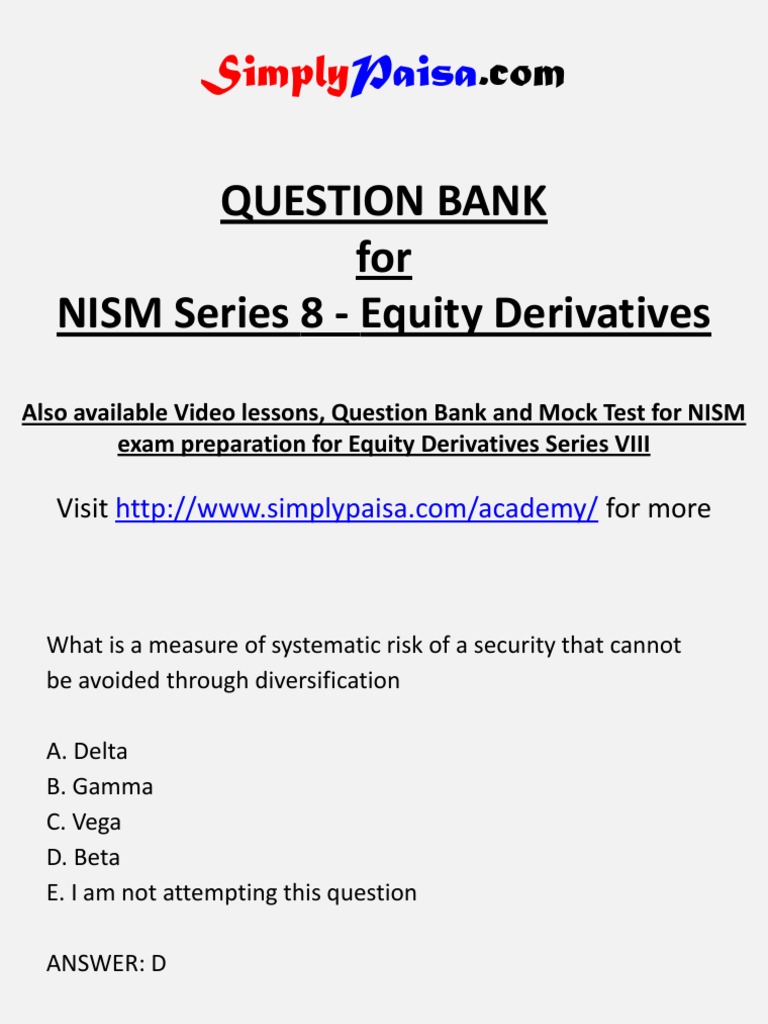 NISM Series VIII Equity Derivatives Certification Question Bank | PDF ...
