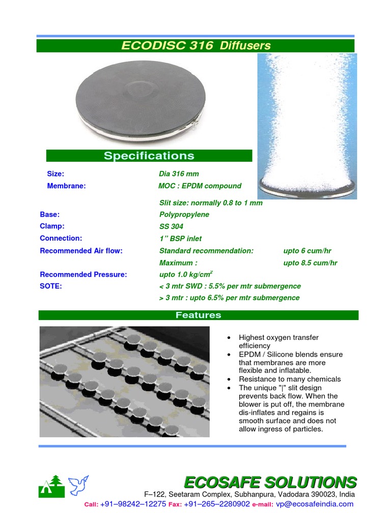 Disc Diffusers for Wastewater aeration | Membrane | Adhesive
