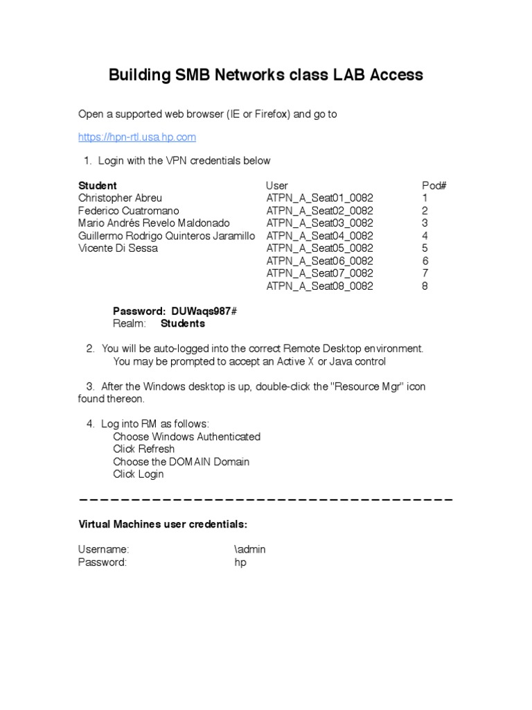 SMB Network Lab Guide for Students | PDF