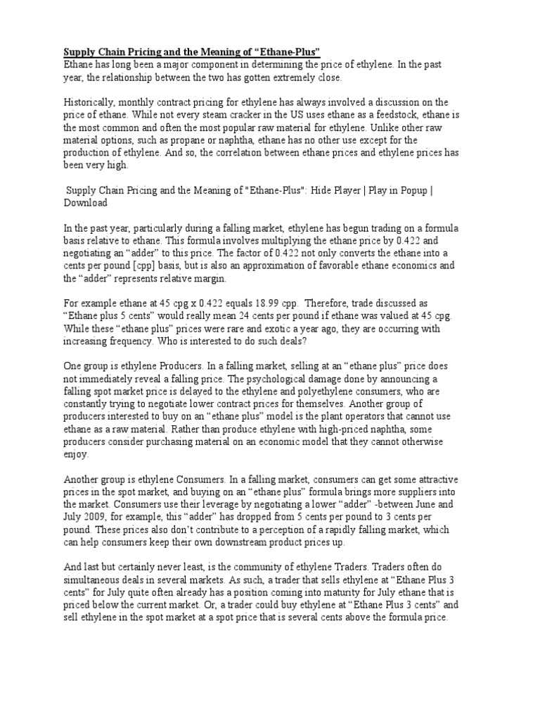 Pricing and Meaning of Ethane Plus | PDF | Spot Contract | Prices