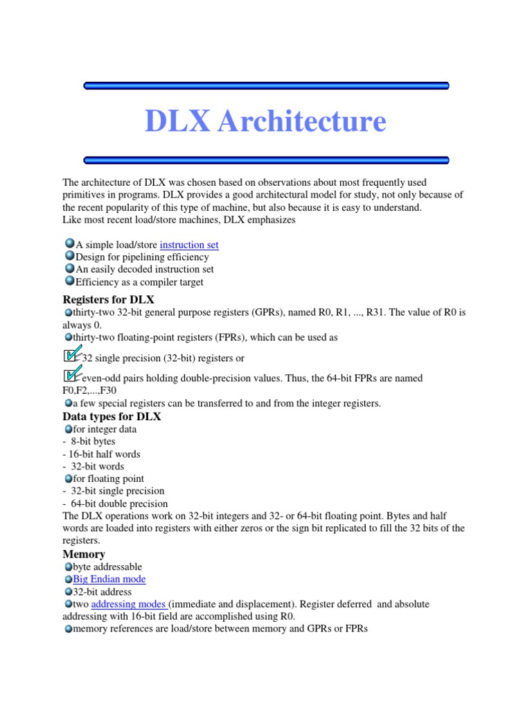 DLX Architecture | PDF | Instruction Set | Integrated Circuit