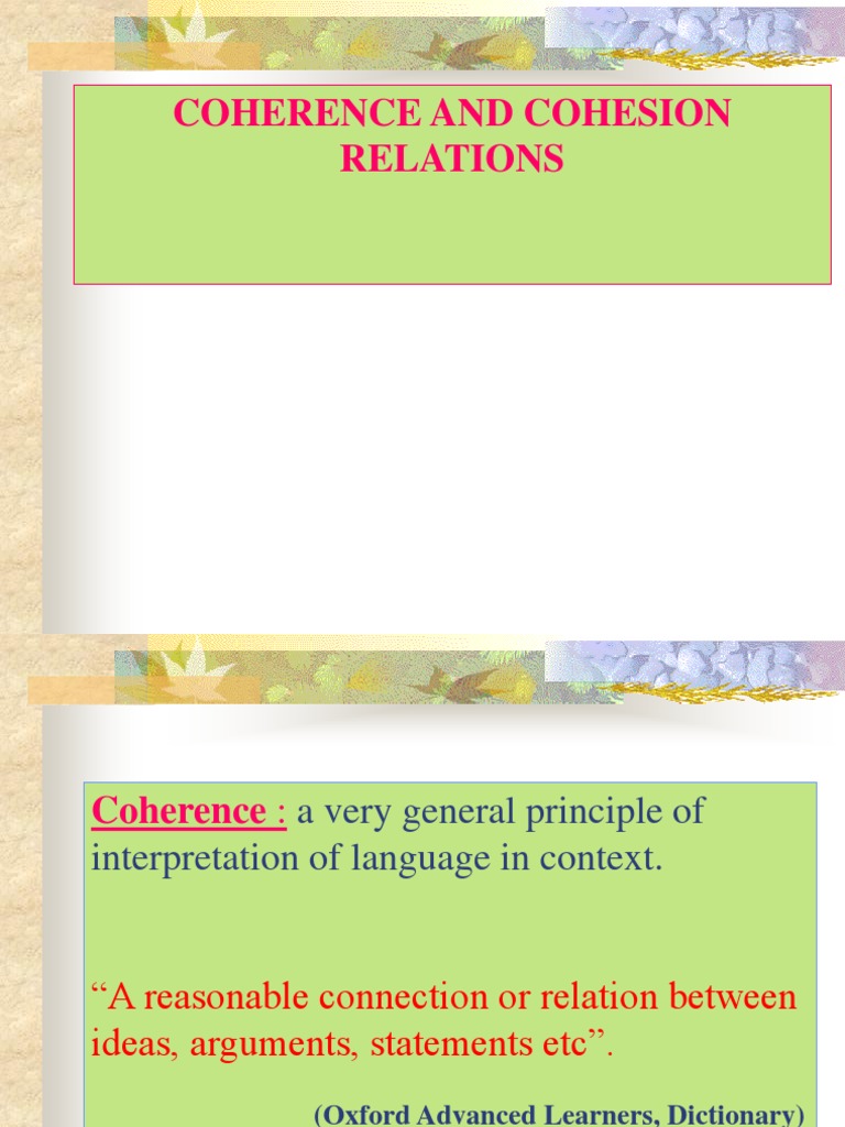 Understanding Cohesion and Coherence | PDF | Sentence (Linguistics ...