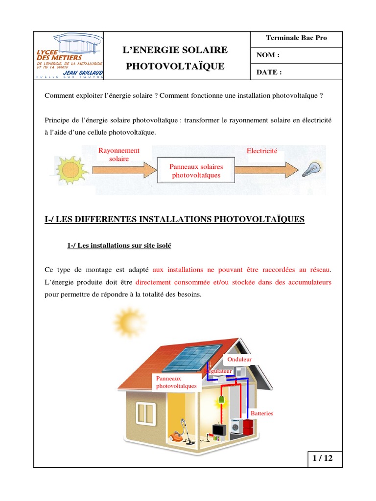 energie_solaire_photovoltaique.pdf | Cellule photovoltaïque | Réseau électrique
