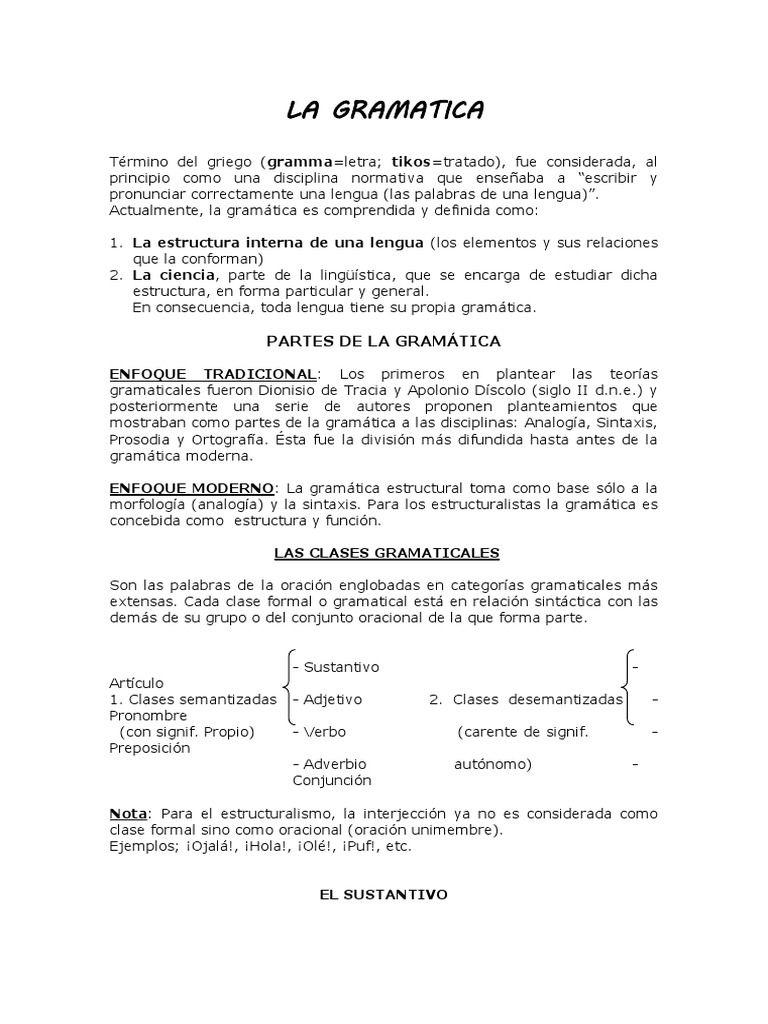 La Gramatica | PDF | Gramática | Género gramatical