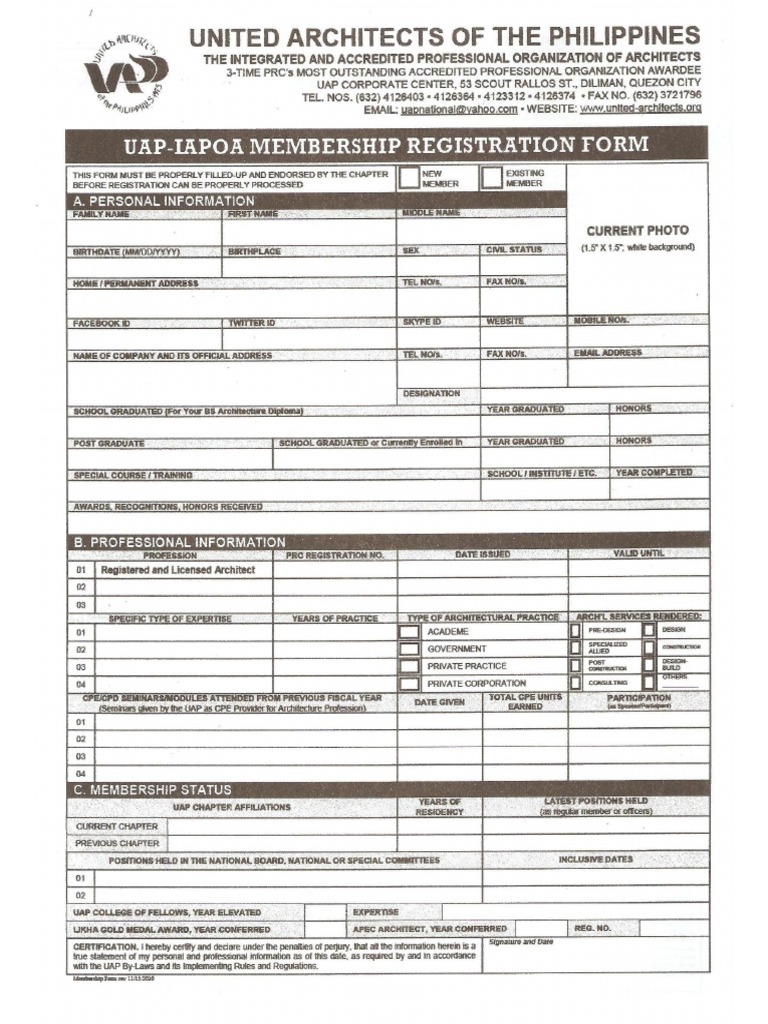UAP-IAPOA Membership Form | PDF