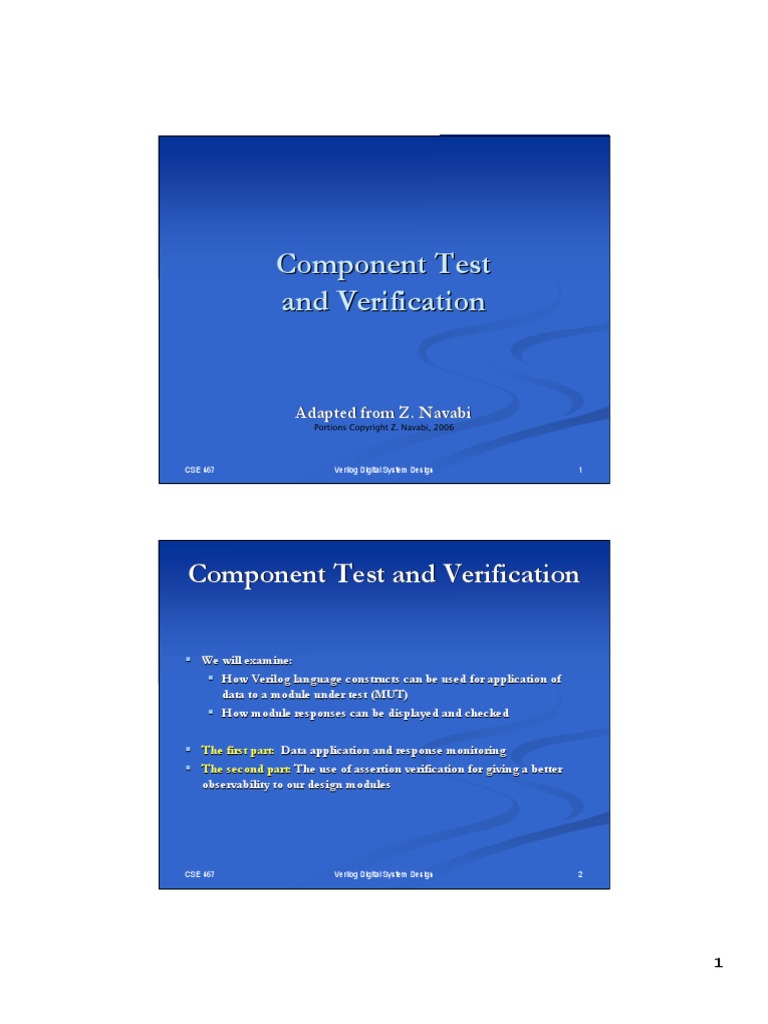 Component Test and Verification | PDF | Teaching Methods & Materials ...
