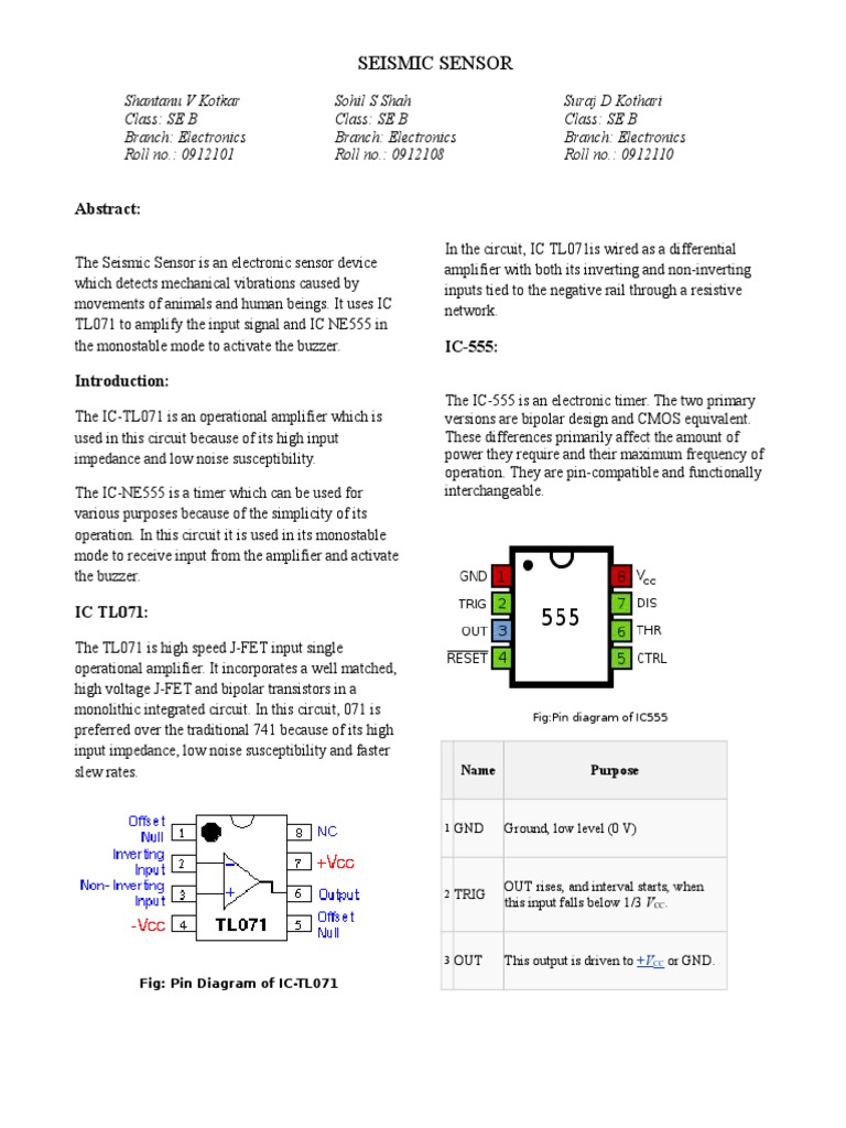 Project Report-Seismic Sensor | PDF | Amplifier | Operational Amplifier