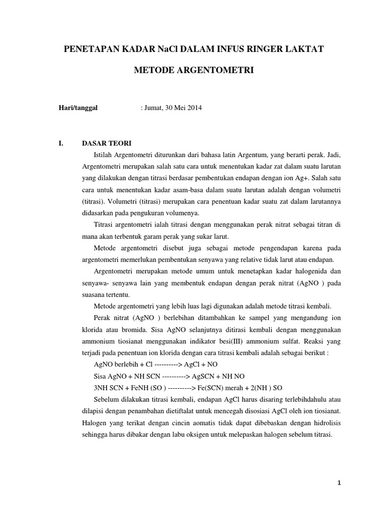 NaCl Dan Ringer Laktat | PDF