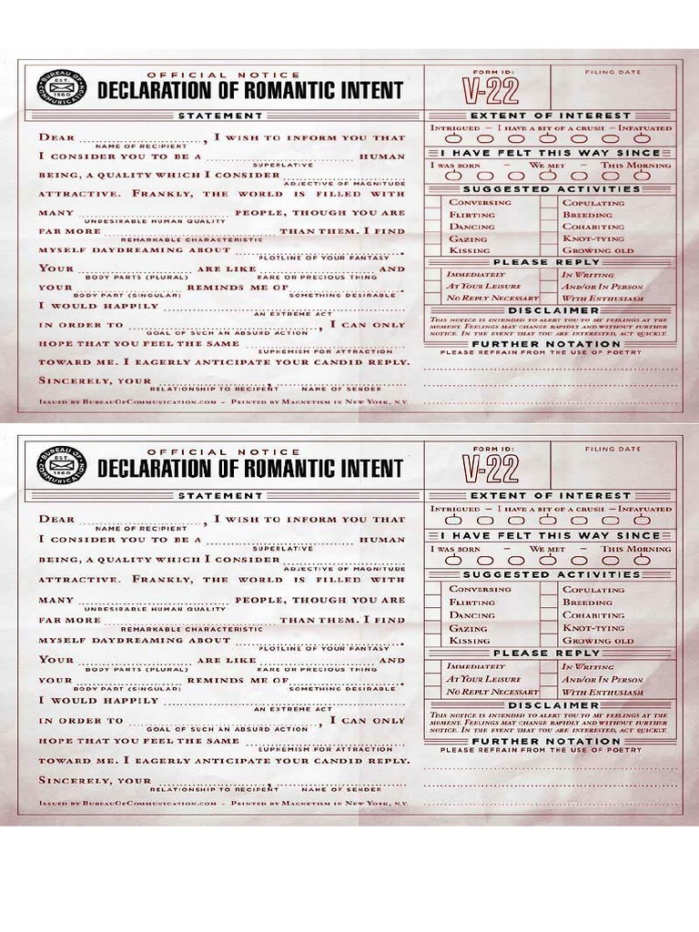 Romantic Intent | PDF