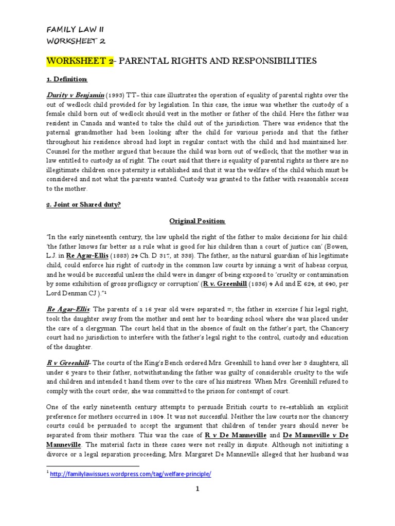 Parental Rights and Responsibilities | PDF | Best Interests | Child Custody
