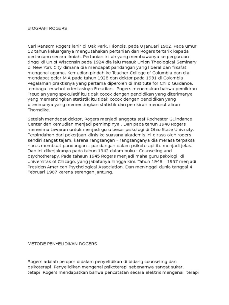 Biografi Rogers | PDF | Pengembangan Diri | Sains & Matematika