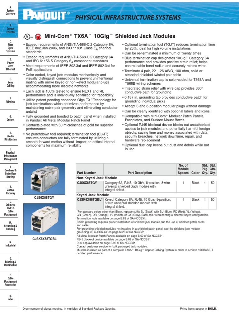 Panduit CJS6X88TGY Product Page | PDF | Electrical Connector | Equipment