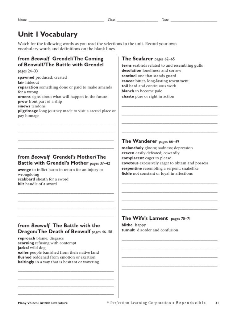 AP Lit - Unit 1 Vocab | PDF