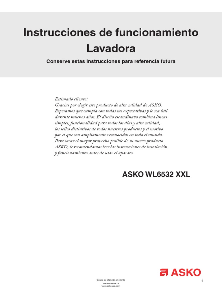 Lavadora Asko | PDF | Detergente | Lavadora