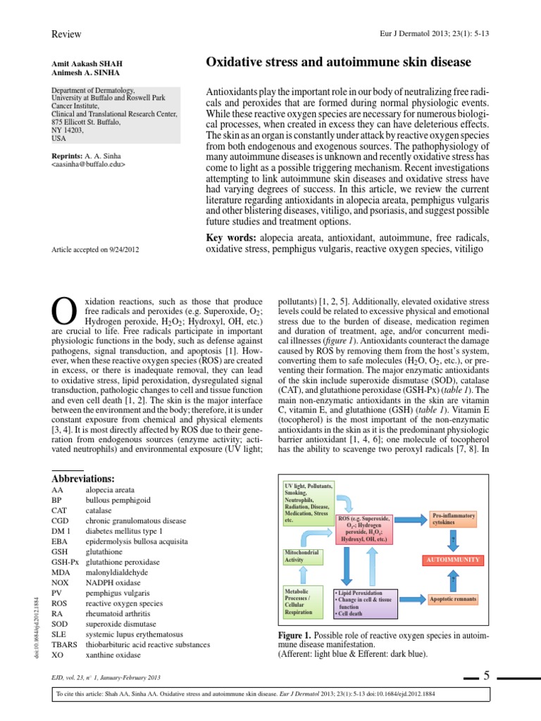 Oxidative Stress and Autoimmune Skin Disease | PDF | Reactive Oxygen ...