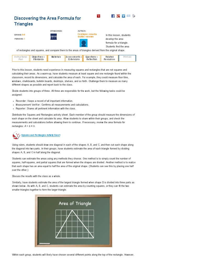 Discovering The Area Formula For Triangles | PDF | Area | Triangle