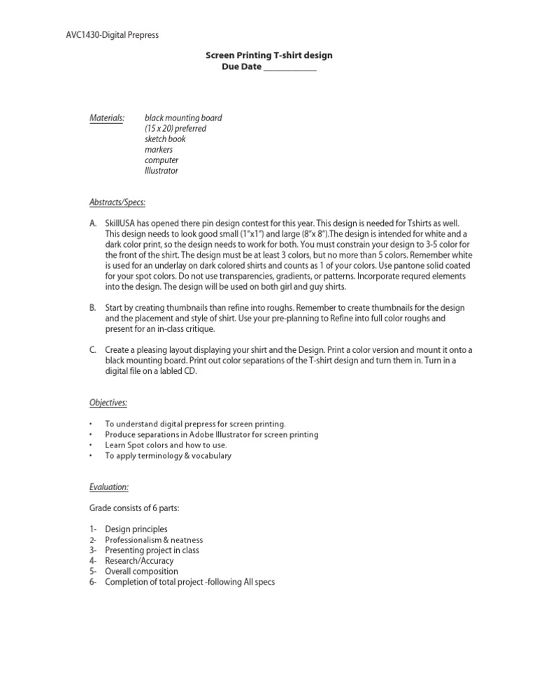 Screen Printing Design Assignment | PDF