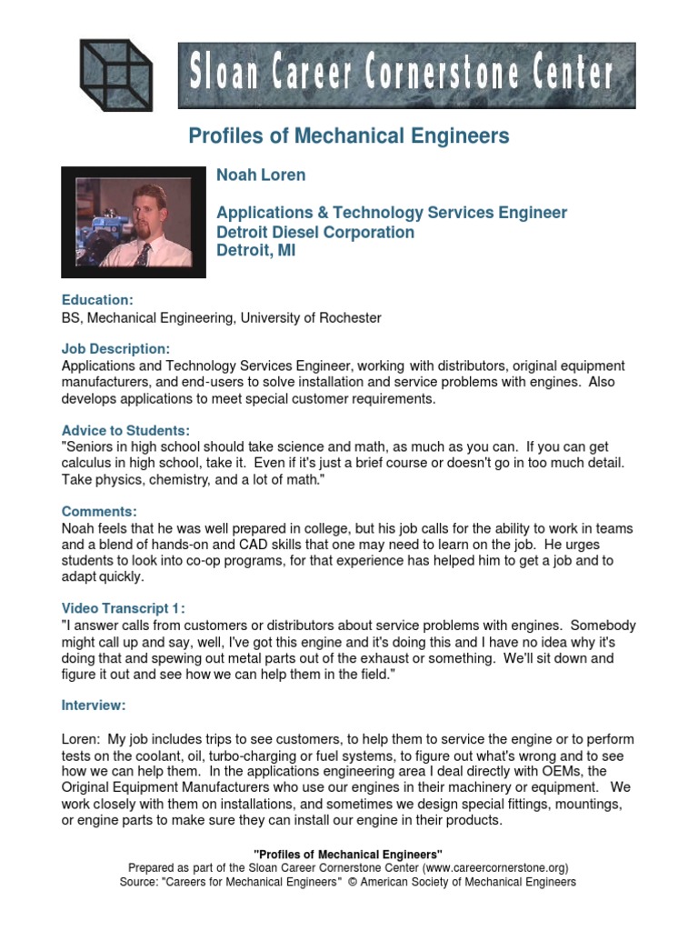 Profiles of Mechanical Engineers | PDF | Secondary School | Mentorship