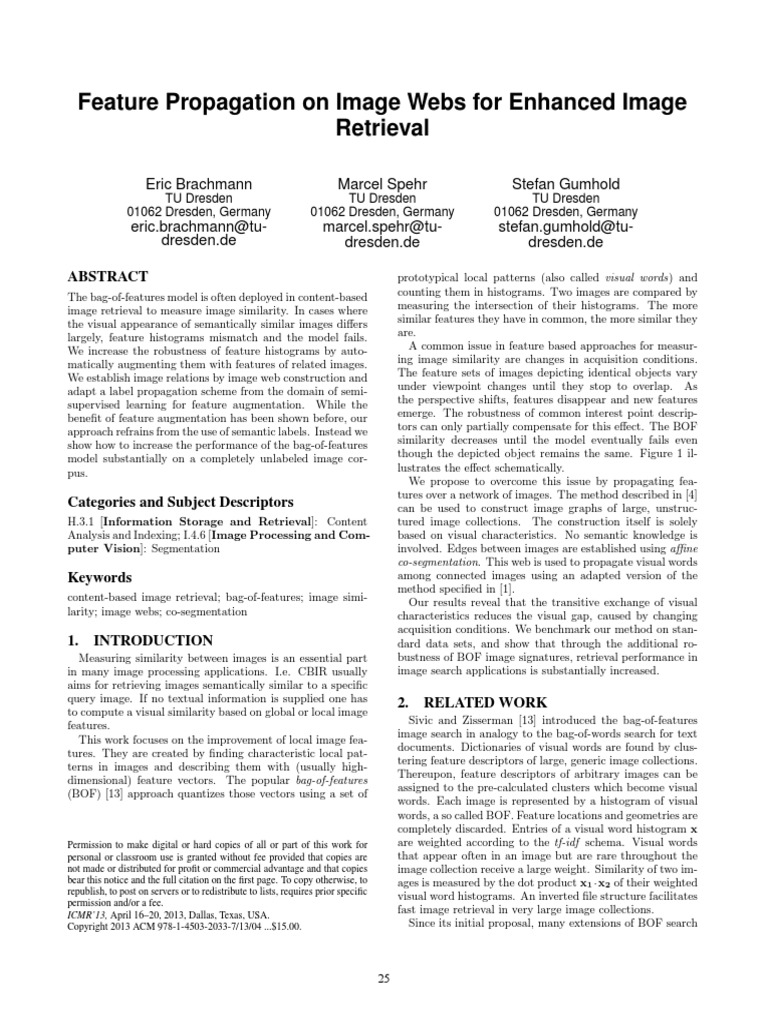 Feature Propagation On Image Webs For Enhanced Image Retrieval | PDF ...