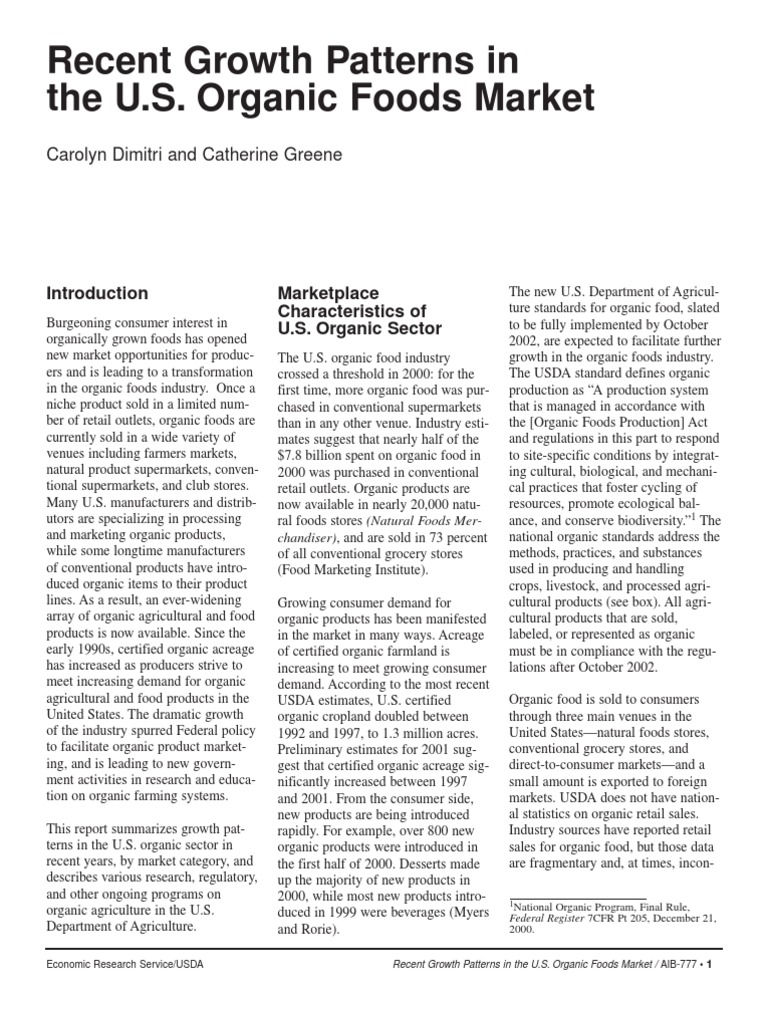 Recent Growth Patterns in The U.S. Organic Foods Market | Download Free ...