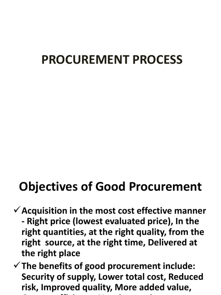 Procurement | Procurement | Specification (Technical Standard)