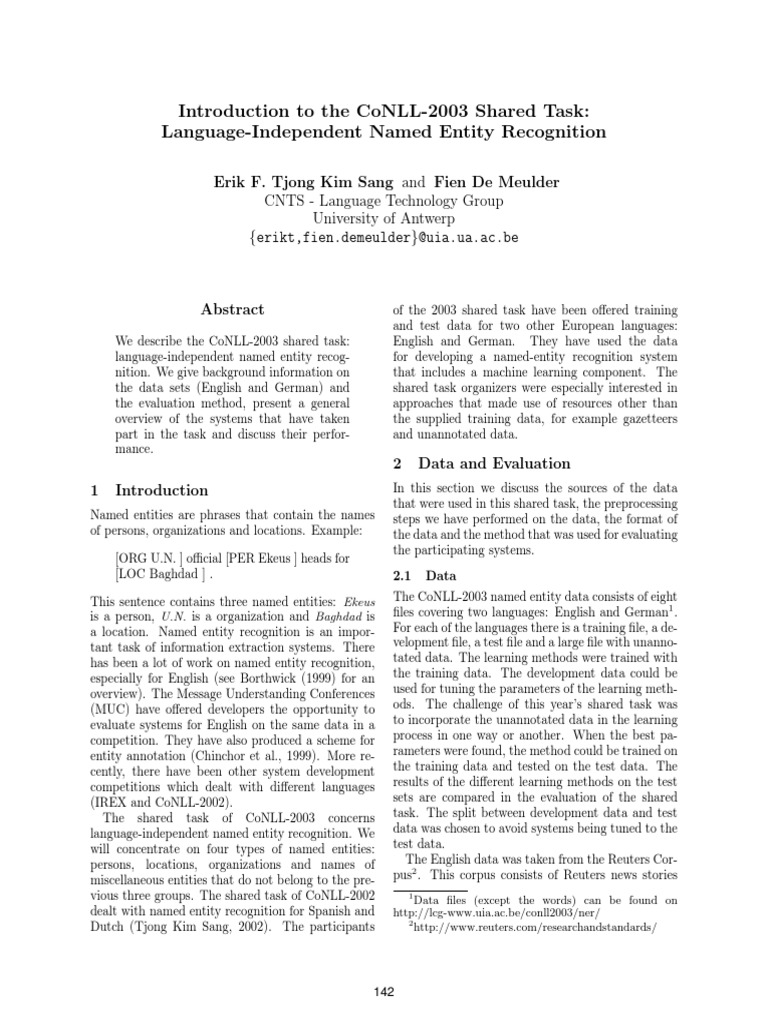 Language-Independent Named Entity Recognition | PDF | Bootstrapping (Statistics) | Futurology