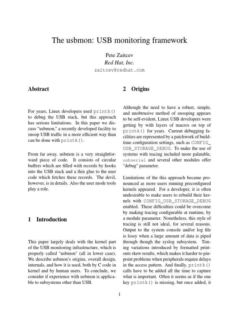usbmon: Efficient USB Monitoring in Linux | PDF | Application ...