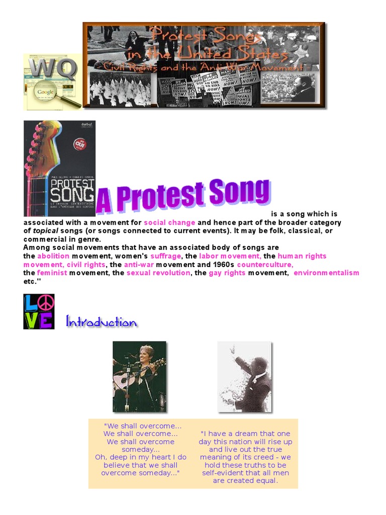 Protest Songs Webquest | PDF | Brown V. Board Of Education | Social ...