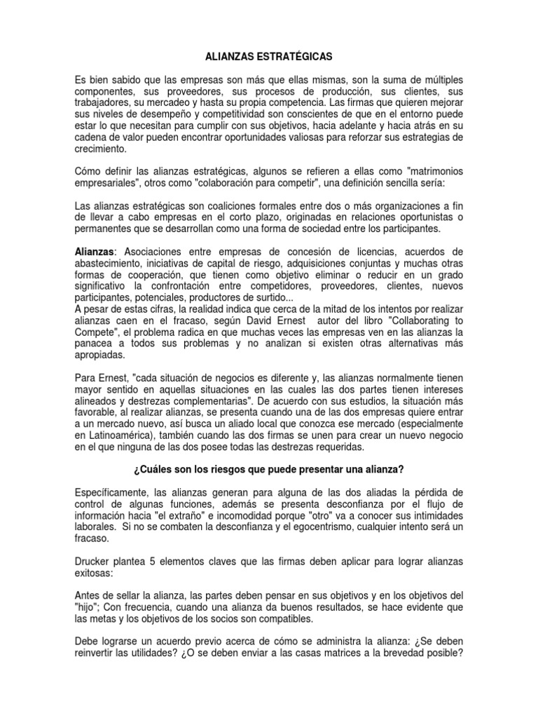 Alianzas Estratégicas | PDF | Franquiciamiento | Outsourcing