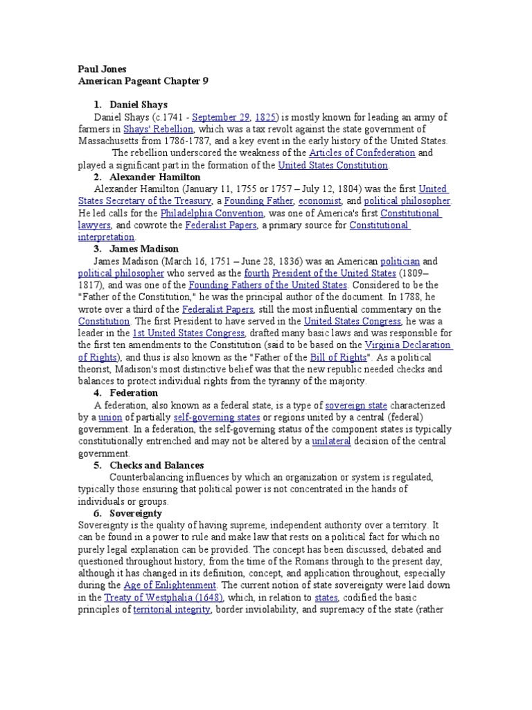 Paul Jones American Pageant Chapter 9 1. Daniel Shays | PDF ...